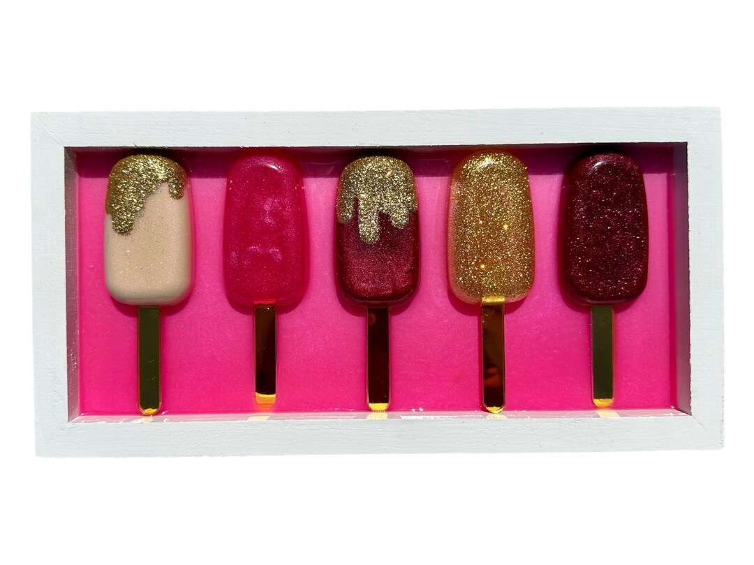 Pink & Gold Popsicle Resin 3d Food Art/ One of a Kind/ Dripping ...