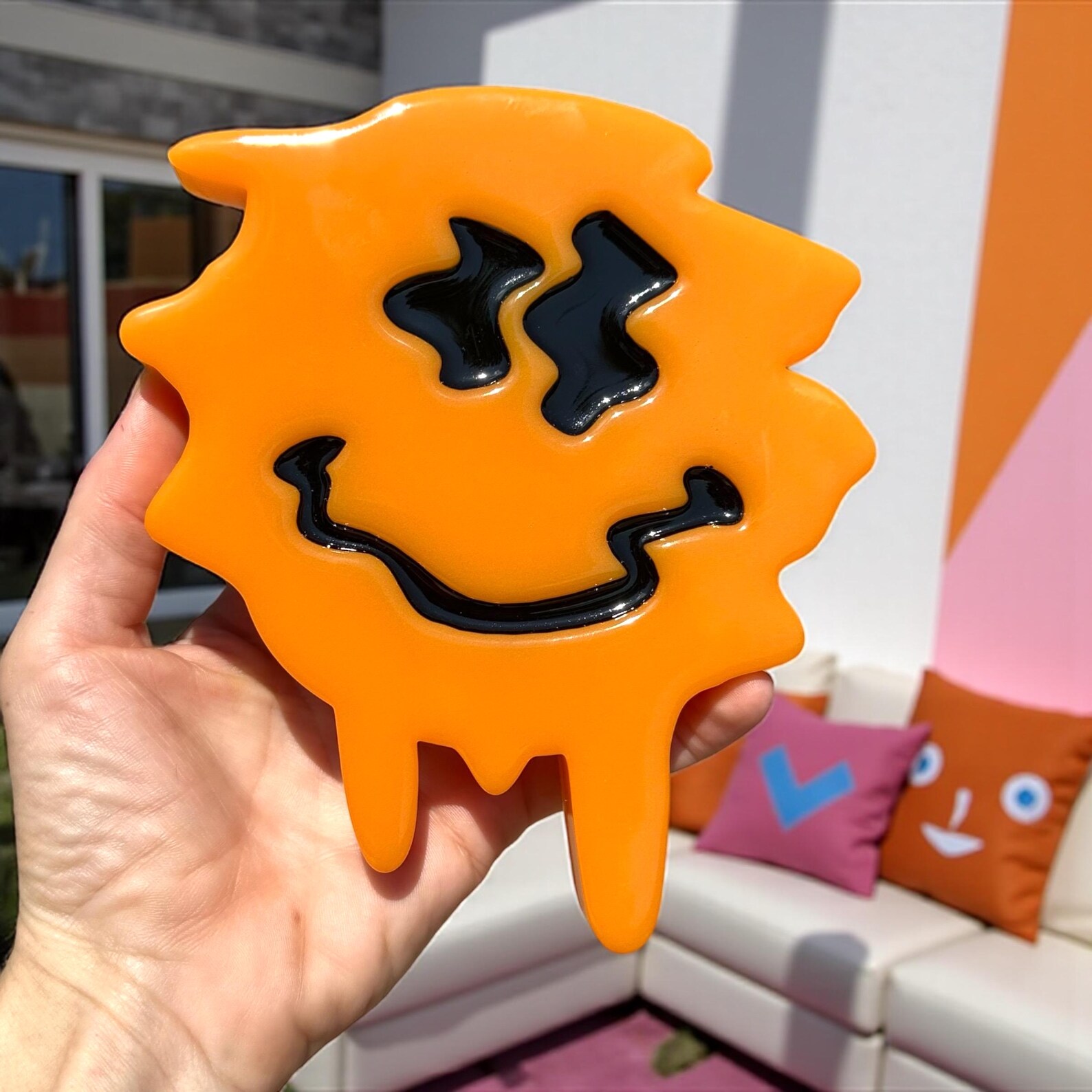 MELTING SMILEY FACE 3D Resin Wall Art | Giant Wall Sculpture | Funky ...
