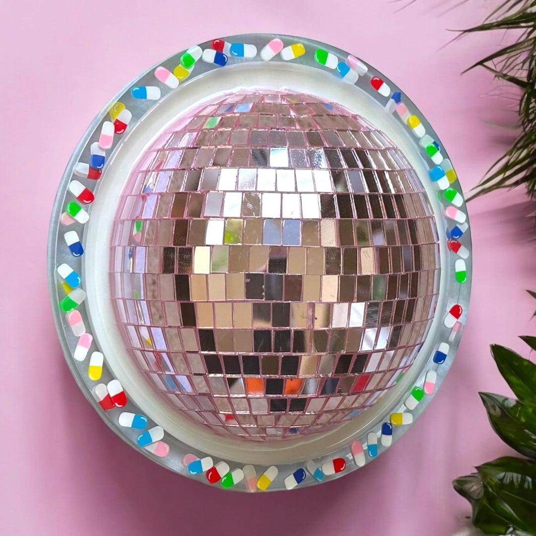 GIANT 8 Inch CHILL Pill PINK Disco Ball 3d Resin Wall Art / Wall Art ...