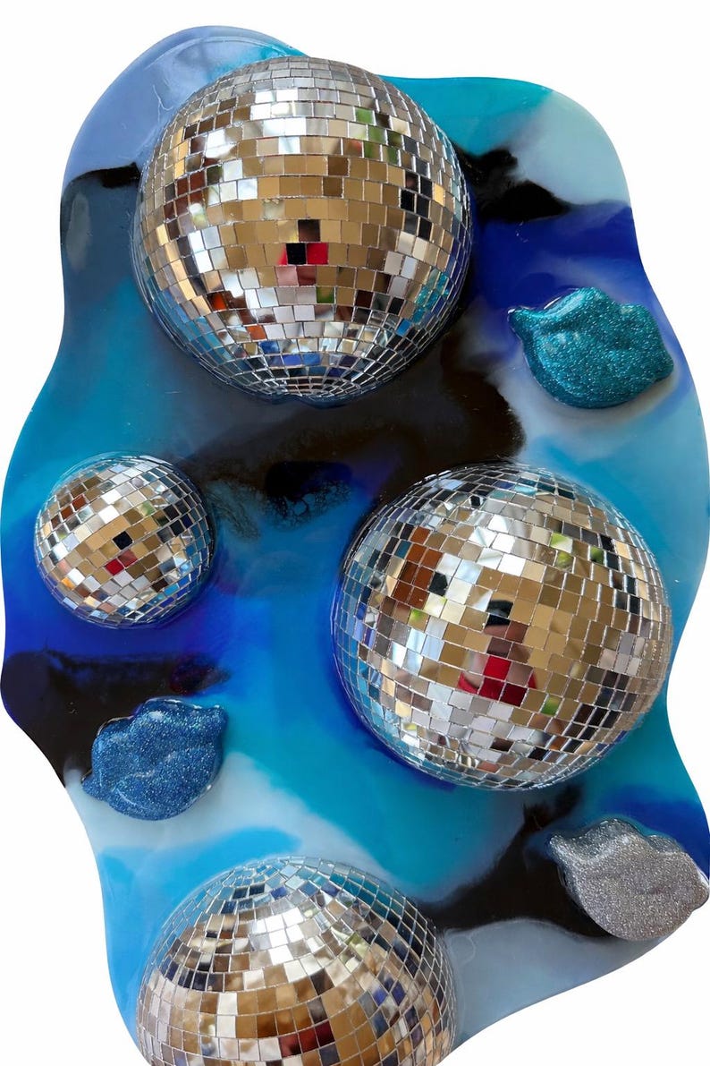 GIANT 2ft DISCO Balls & Lips Dripping Resin Wall Art Sculpture | 3D ...