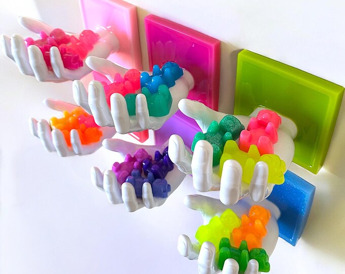 HAND HOLDING Gummy BEARS Resin Wall Art Sculpture / 3D Wall Art/ Candy ...