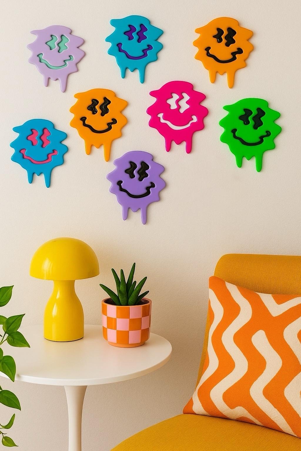 MELTING SMILEY FACE 3D Resin Wall Art | Giant Wall Sculpture | Funky ...