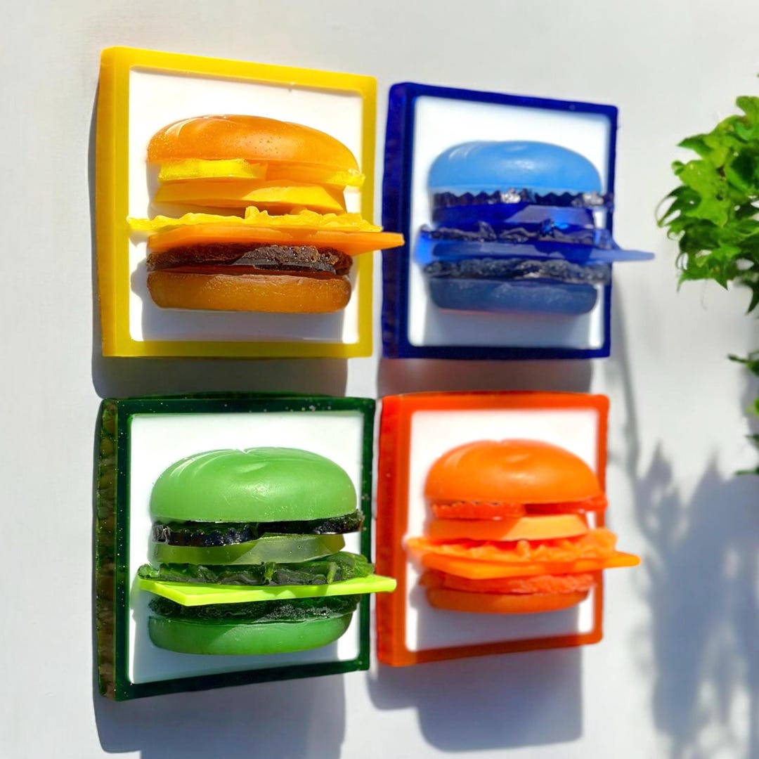 Monochromatic CHEESEBURGER 3D Resin Wall Art / Wall Art/ Realistic Fake ...