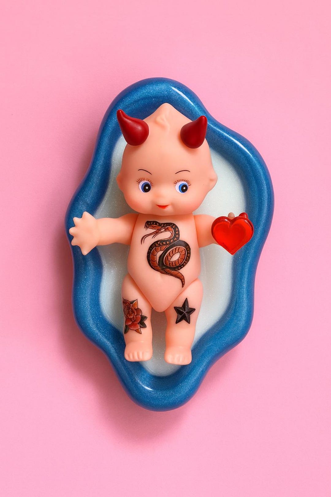 KEWPIE DEVIL Tattoo Doll 3D Resin Wall Art / Vintage Doll /large Kewpie ...