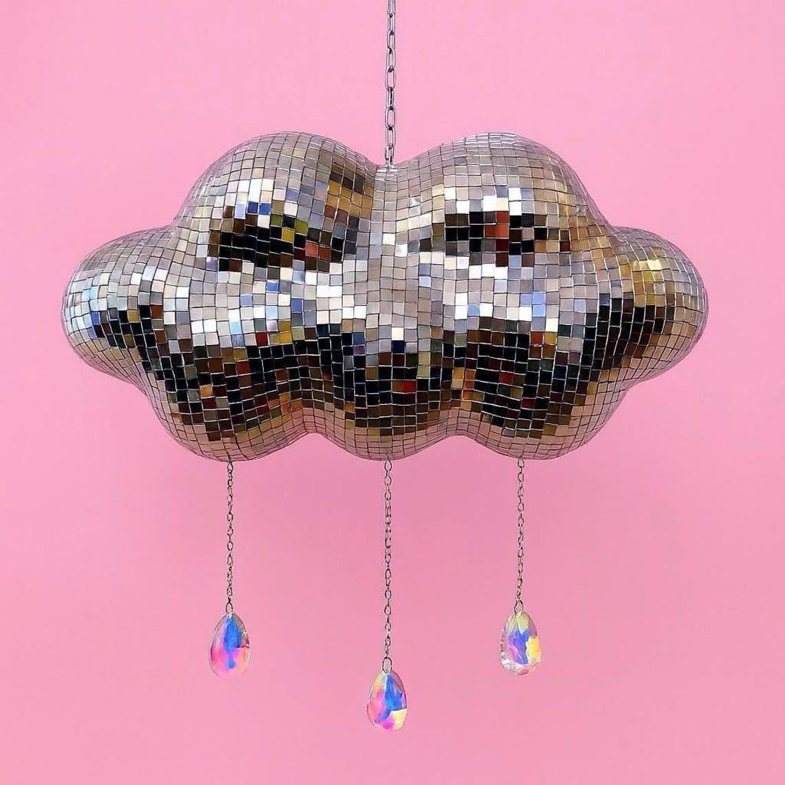 Rain Cloud Disco Ball Chandelier – Iridescent Crystal Hanging Sculpture ...