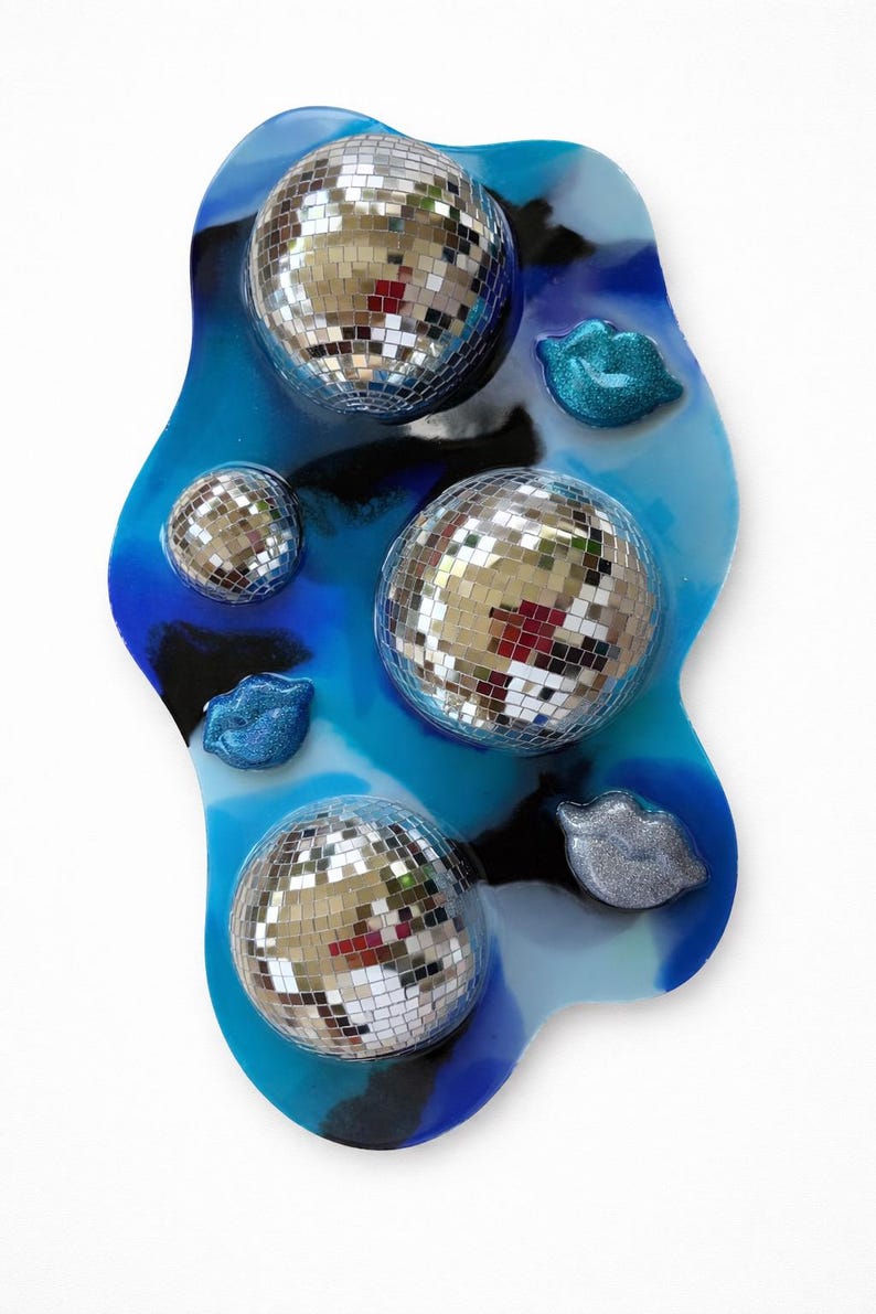 GIANT 2ft DISCO Balls & Lips Dripping Resin Wall Art Sculpture | 3D ...