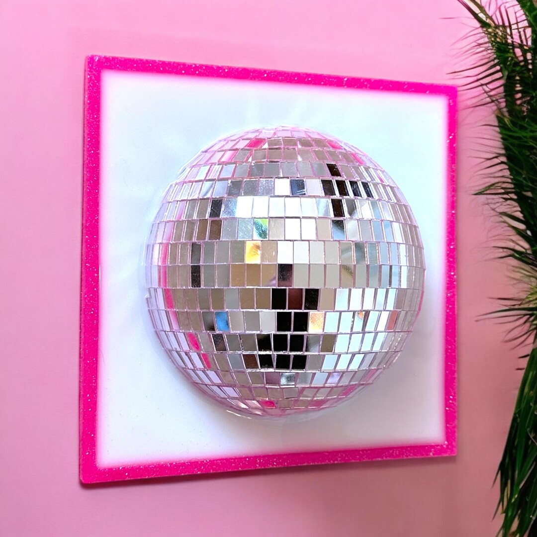 GIANT 8 Inch PINK Disco Ball 3d Resin Wall Art / Wall Art/ Mirror Ball ...