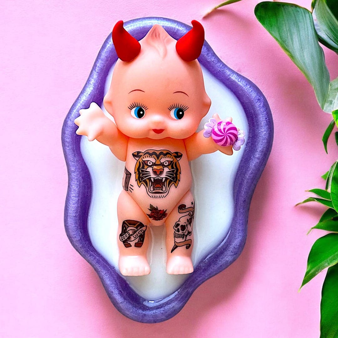 KEWPIE DEVIL Tattoo 3D Doll Resin Wall Art / Wall Art /large Kewpie ...