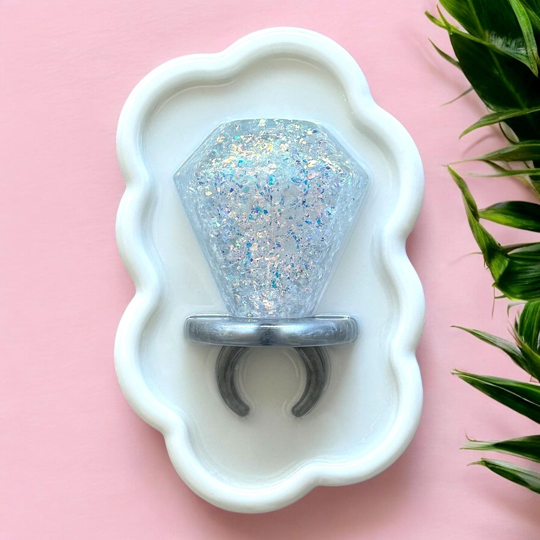 CANDY Ring 9” Giant IRIDESCENT Hologram SILVER 3D Resin Wall Art ...