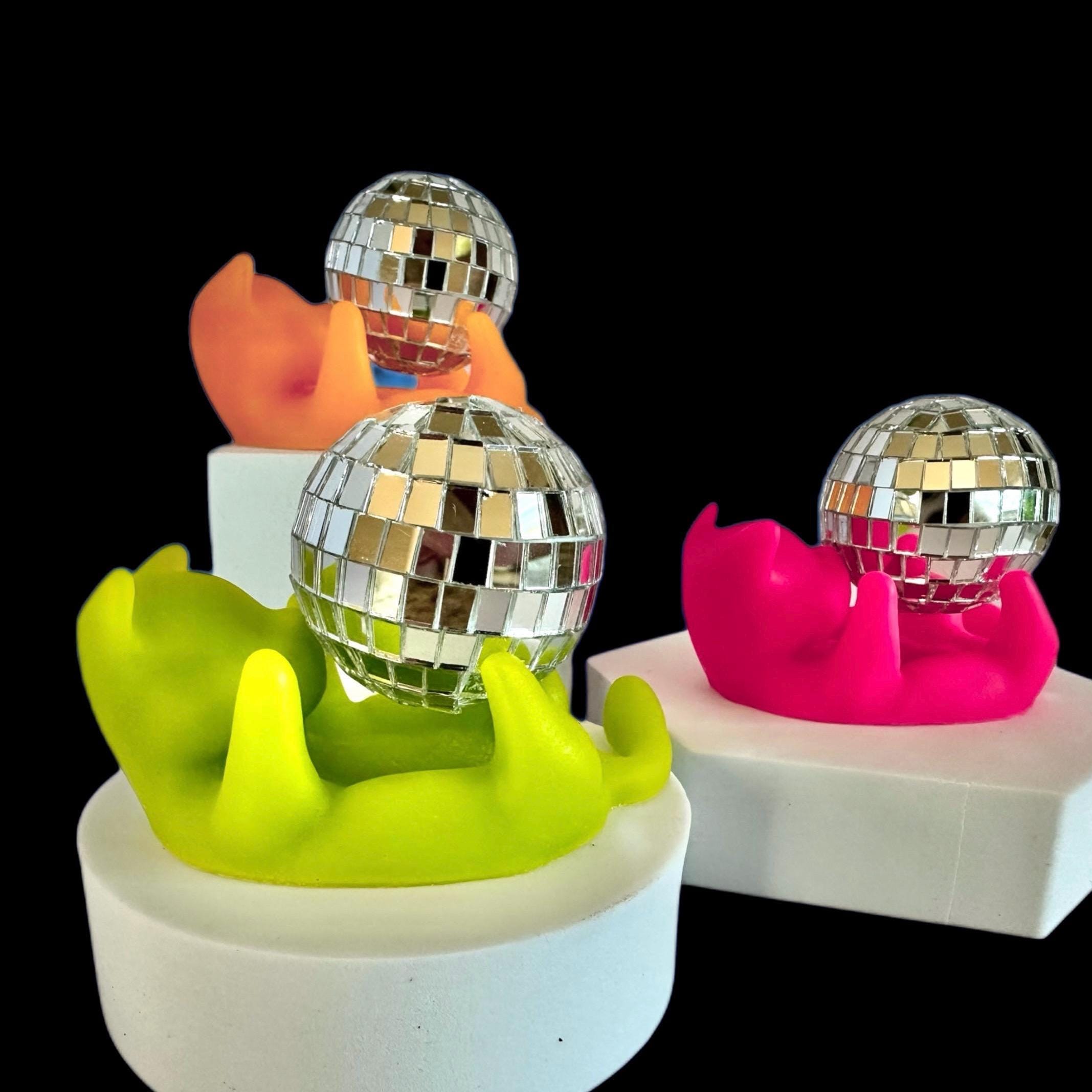 DISCO CAT Playing With Disco Ball Figurine/ Handmade Resin Sculpture ...