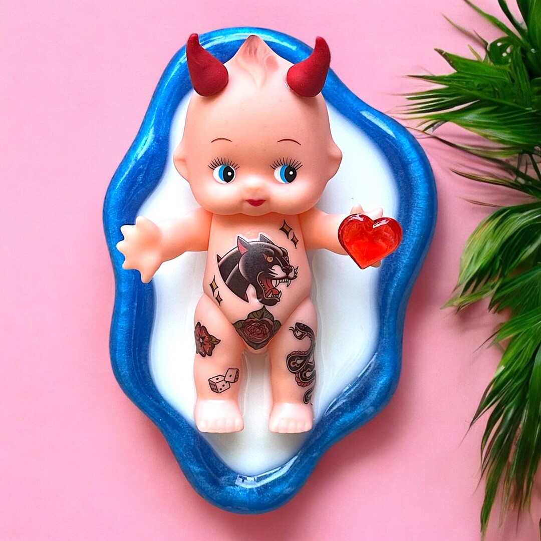 KEWPIE DEVIL Tattoo 3D Doll Resin Wall Art / Wall Art /large Kewpie ...