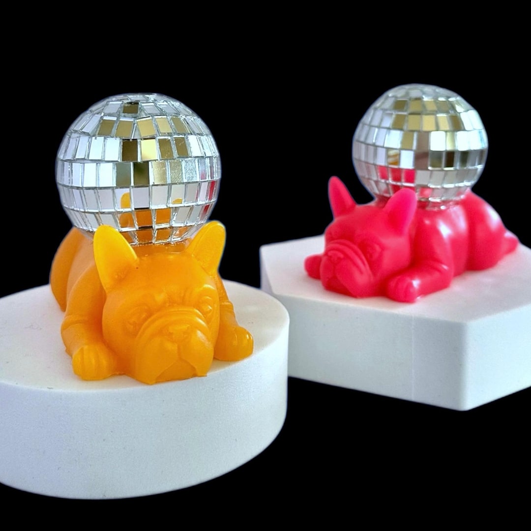 French Bulldog Disco Dog Disco Ball Figurine/ Handmade Resin Sculpture ...