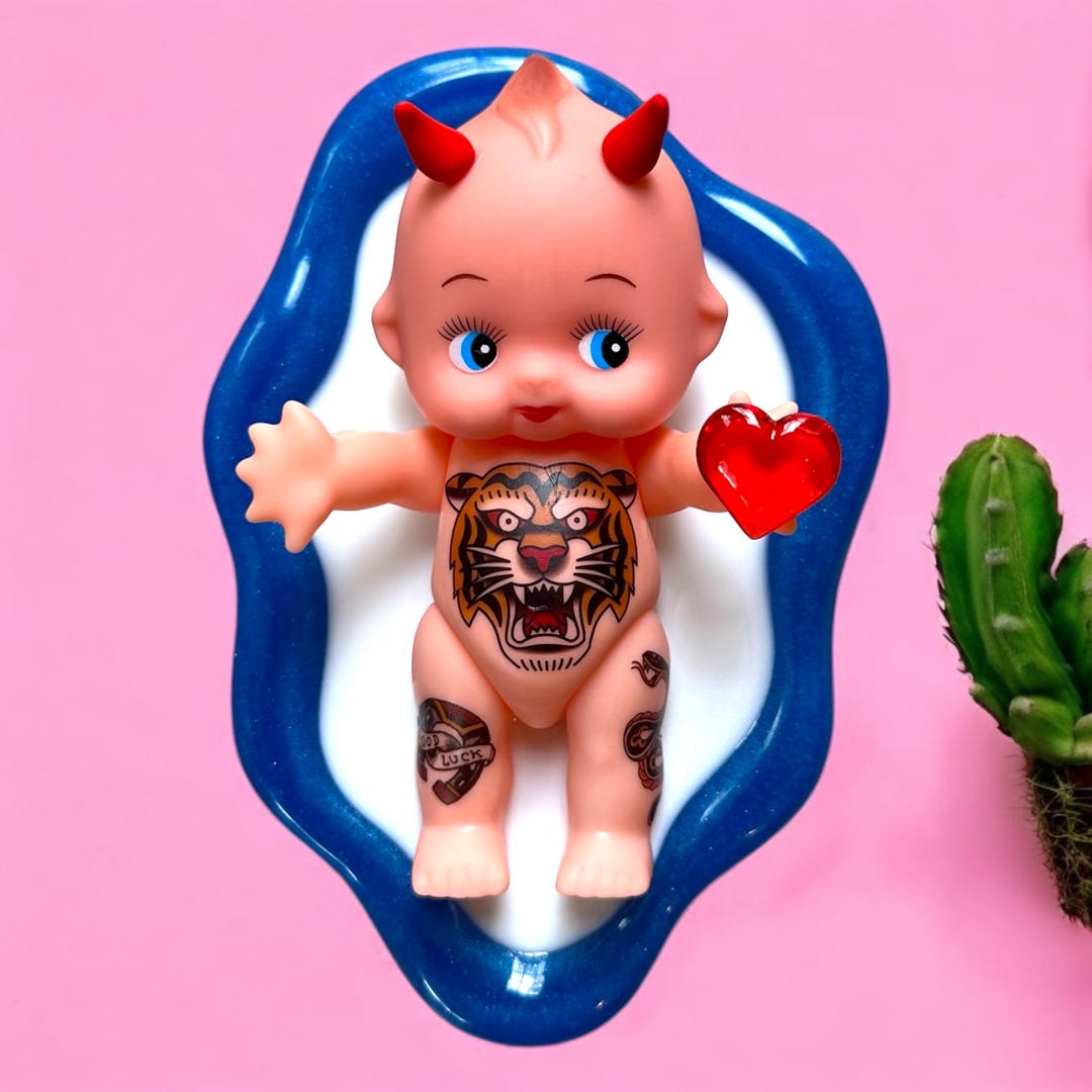 KEWPIE DEVIL Tattoo 3D Doll Resin Wall Art / Wall Art /large Kewpie ...