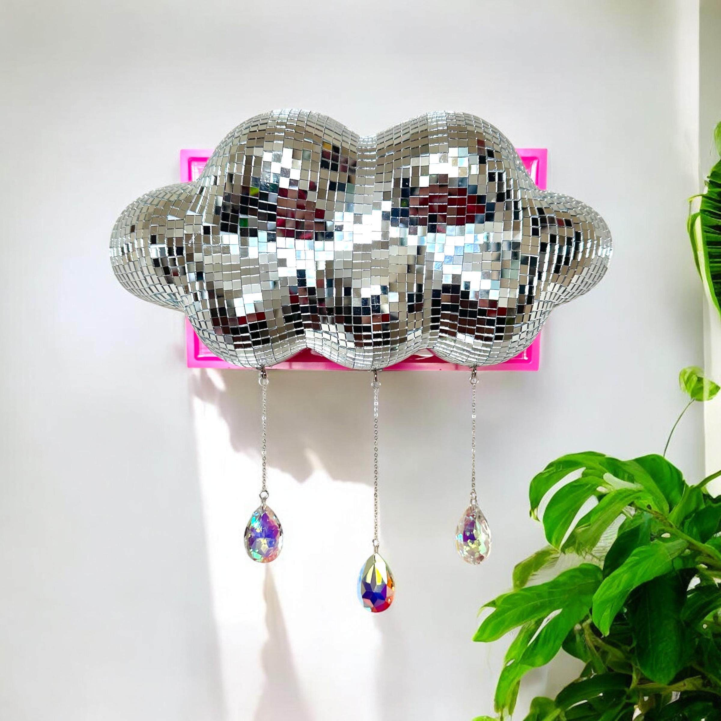 RAIN CLOUD Disco Ball Iridescent Crystals 3d Resin Wall Art Sculpture ...