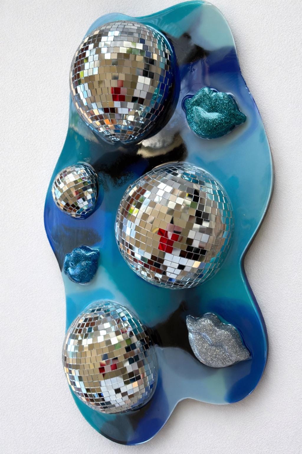 GIANT 2ft DISCO Balls & Lips Dripping Resin Wall Art Sculpture | 3D ...