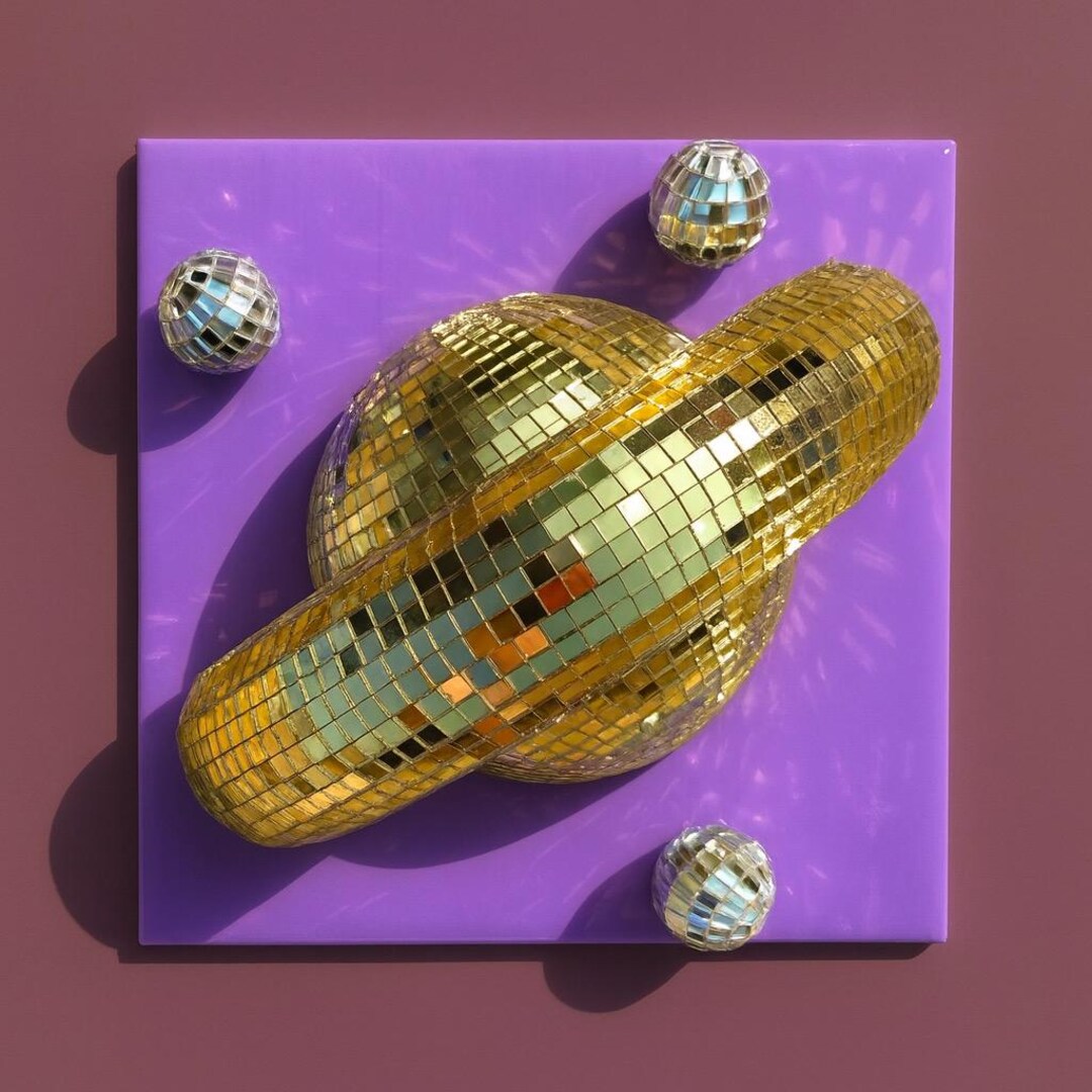DISCO BALL PLANET 3d Resin Wall Art / Galaxy Sculpture / Kitsch Space Art/ Disco Ball Decor ...