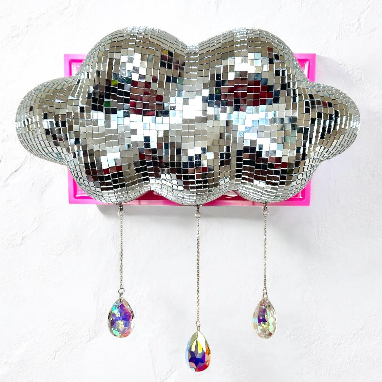 RAIN CLOUD Disco Ball Iridescent Crystals 3d Resin Wall Art Sculpture ...