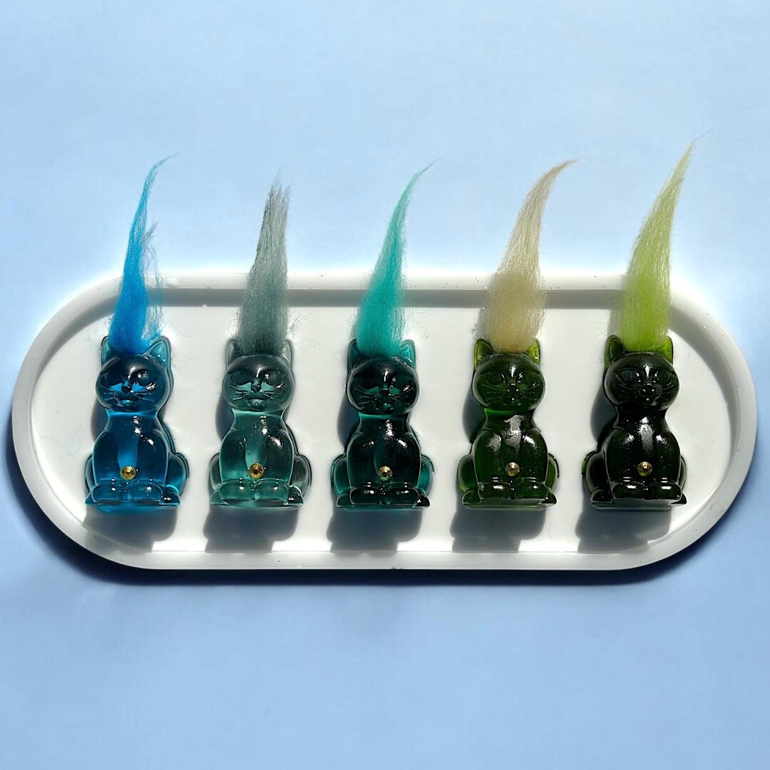 KITTY CAT TROLL Doll Wall Art/ Troll Hair/ Gem Bellies/ Resin Wall Art ...