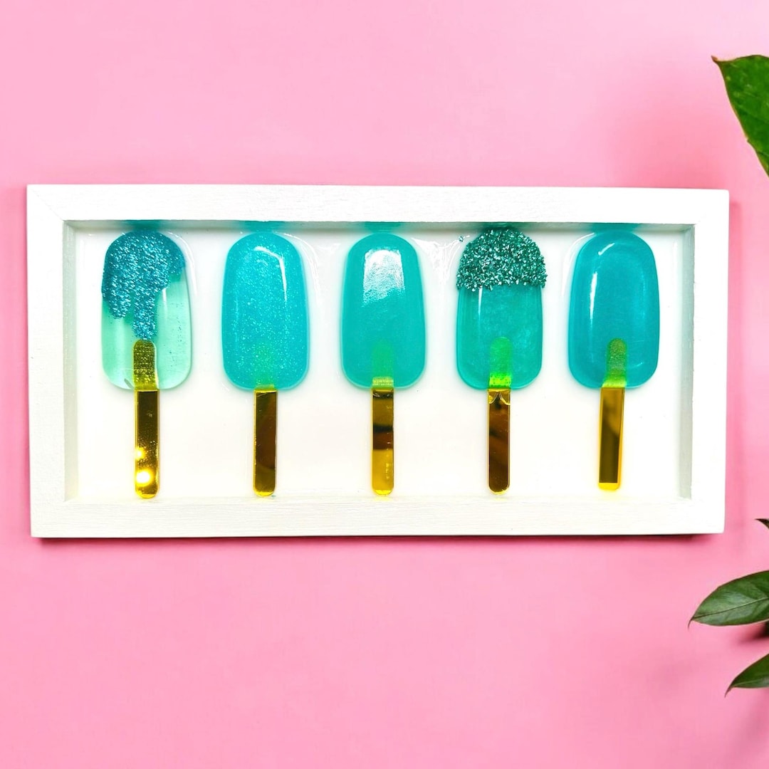Turquoise & Gold Popsicle Resin 3d Pop Food Art One of a Kind Dripping ...