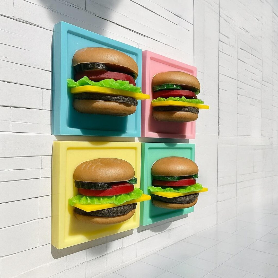 CHEESEBURGER 3d Resin Wall Art / Wall Art/ Hamburger Sculpture /LIFE ...