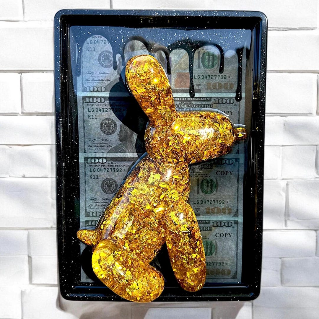 CASH MONEY Jumbo 10” Gold Resin Balloon Dog Wall Art/ Wall Sculpture ...