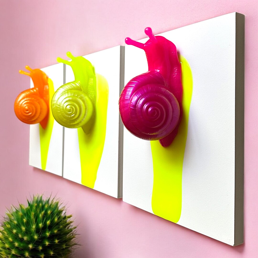 GIANT NEON SNAIL Slimy Trail Pop Art Wall Sculpture/ Handmade Resin ...
