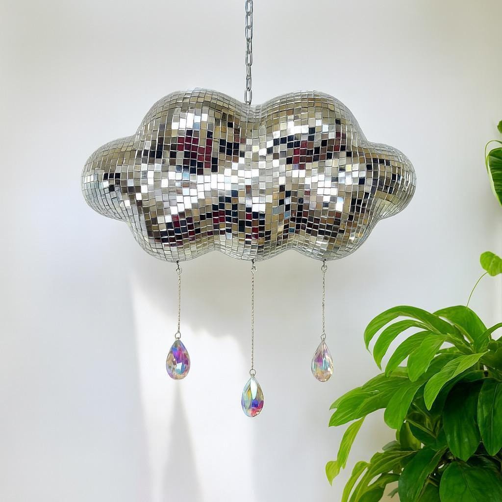 Rain Cloud Disco Ball Chandelier – Iridescent Crystal Hanging Sculpture ...