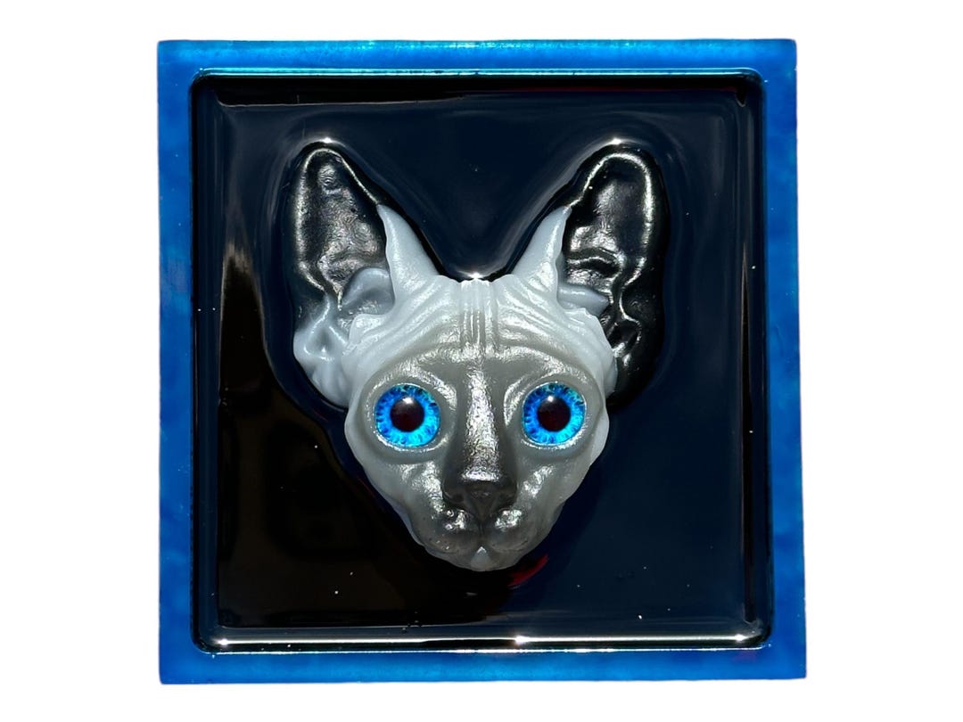 Neon Sphynx Cat Head Resin 3d Art One of a Kind Pet Cat / Handmade 3d ...