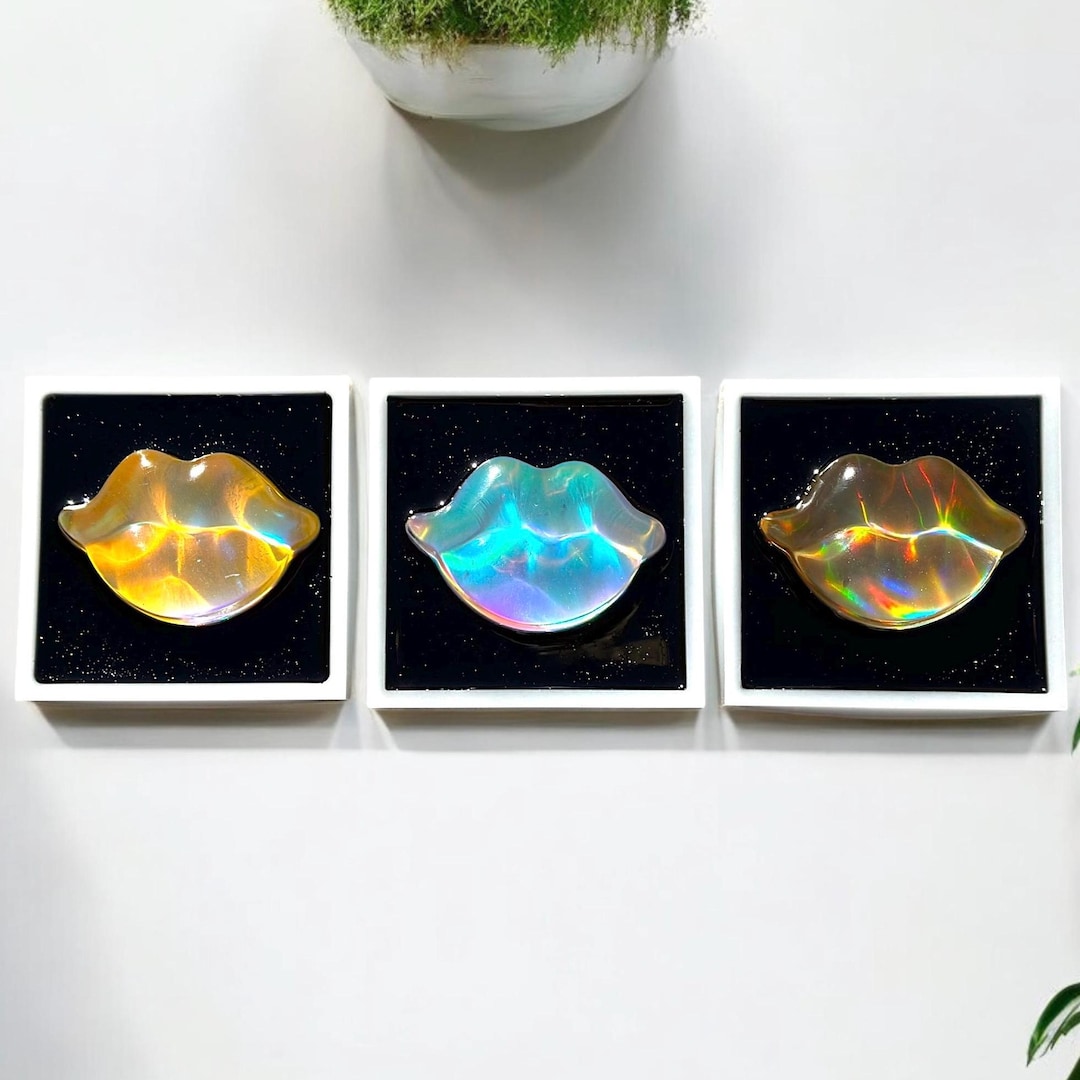 GIANT LIPS Holographic Iridescent 3D Resin Wall Art /wall Art/ Botox ...