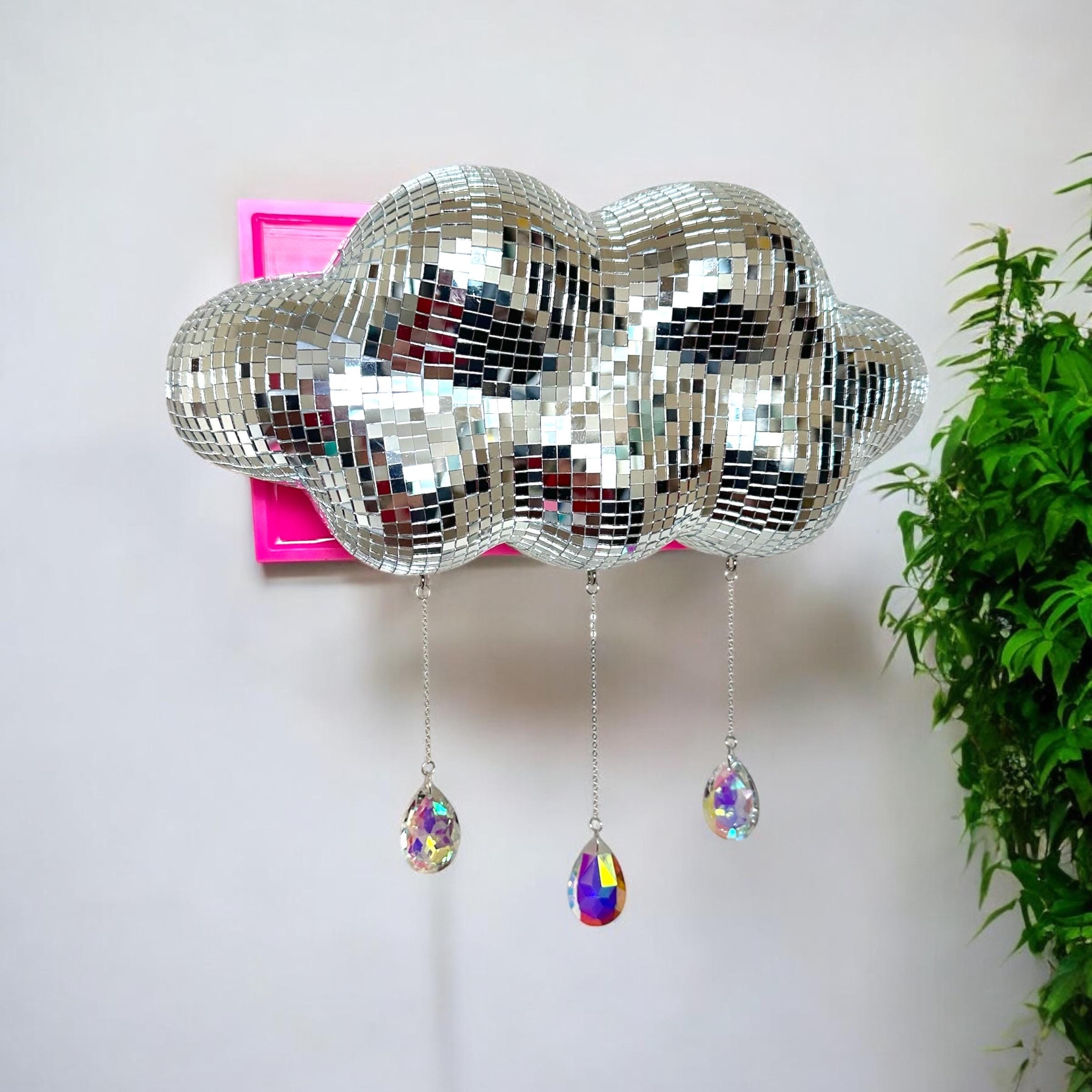 RAIN CLOUD Disco Ball Iridescent Crystals 3d Resin Wall Art Sculpture ...