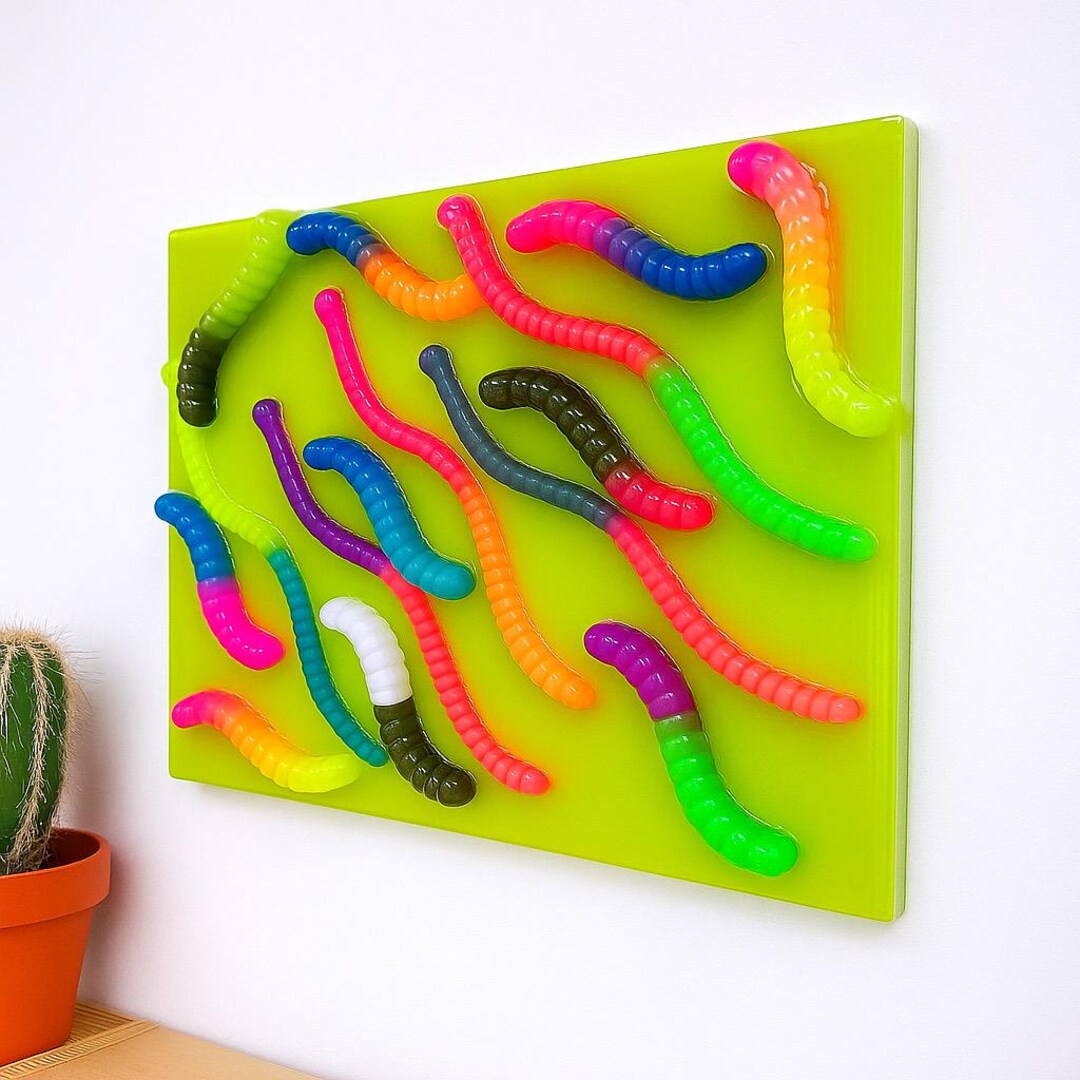 GUMMY WORM 3D Resin 3d Wall Art Sculpture / Bright Kitschy 3D Sculpture ...
