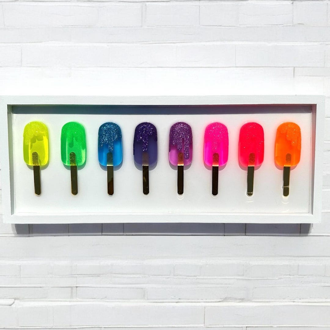 Neon Rainbow Large Popsicle Acrylic 3d Food Art/ One of a Kind/ Neon ...