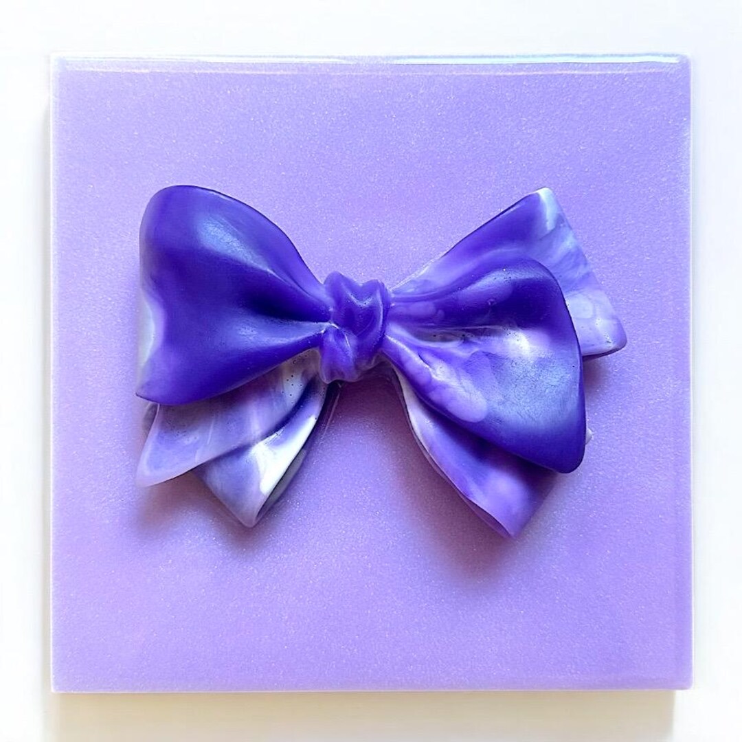 Jumbo BOW 8” Purple 3D Resin Wall Art Sculpture/ Bow Tie/ Cake Bow/ Pop ...