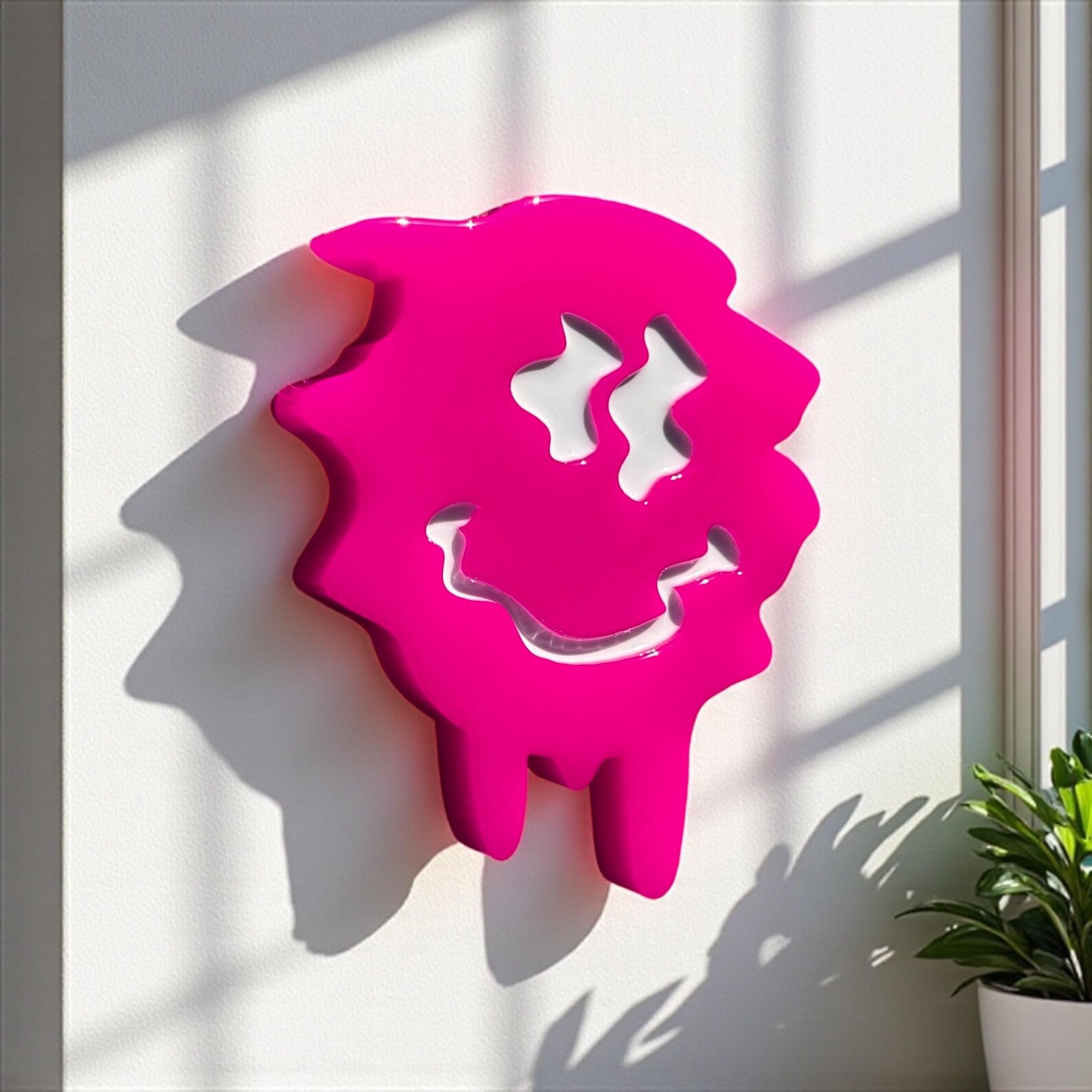 MELTING SMILEY FACE 3D Resin Wall Art | Giant Wall Sculpture | Funky ...