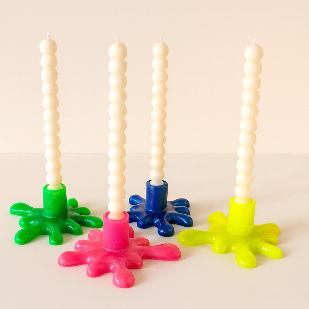 SPLATTER Custom CANDLE Holder/ Taper Dripping Candle Holder/ Splash ...