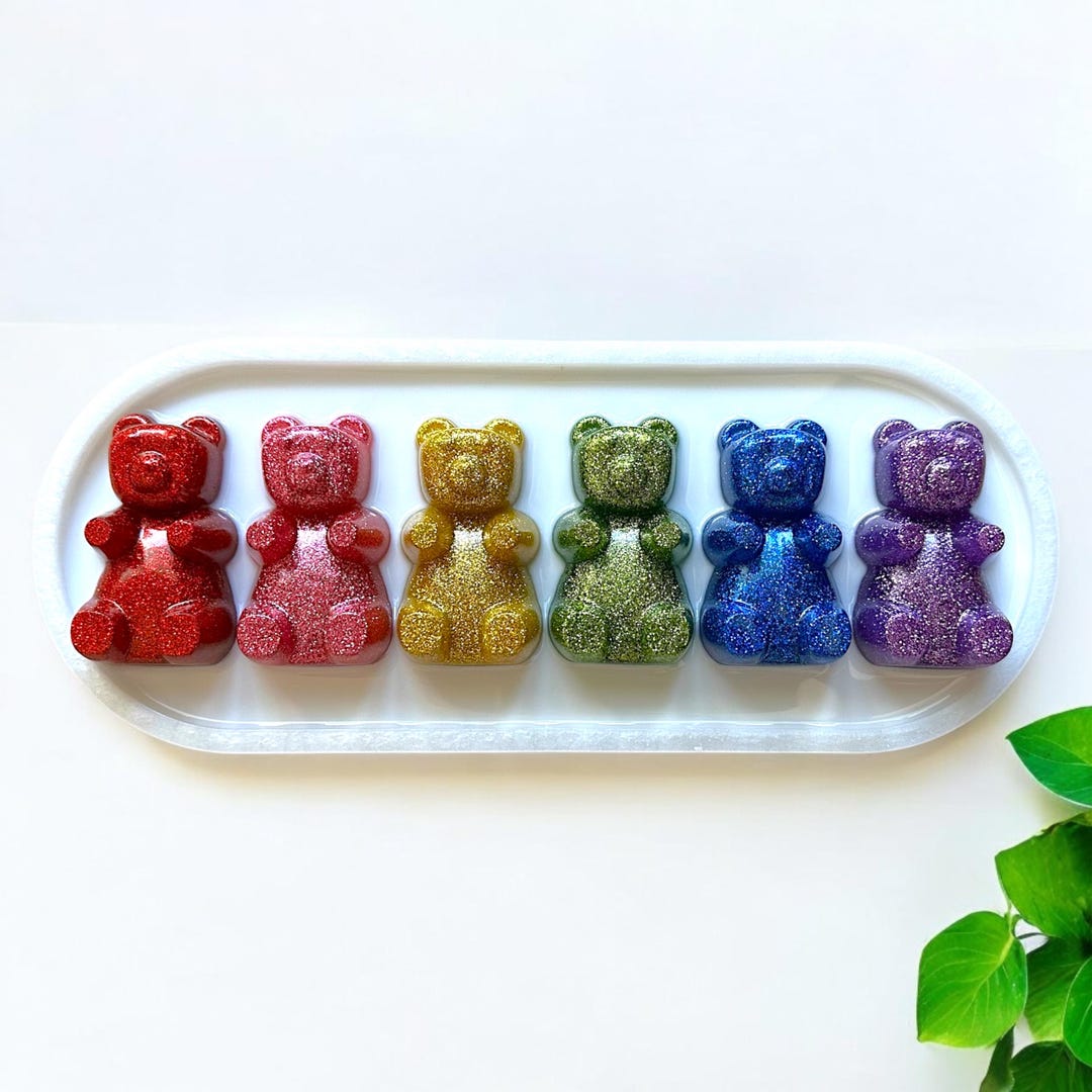 GUMMY BEAR XL Glitter Rainbow Gradient 3D Resin Wall Art / Dopamine ...