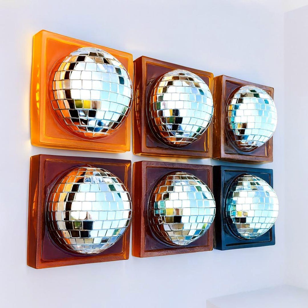 DISCO BALL Orange Resin Wall Art – Retro 3D Sculpture | Dopamine Decor ...