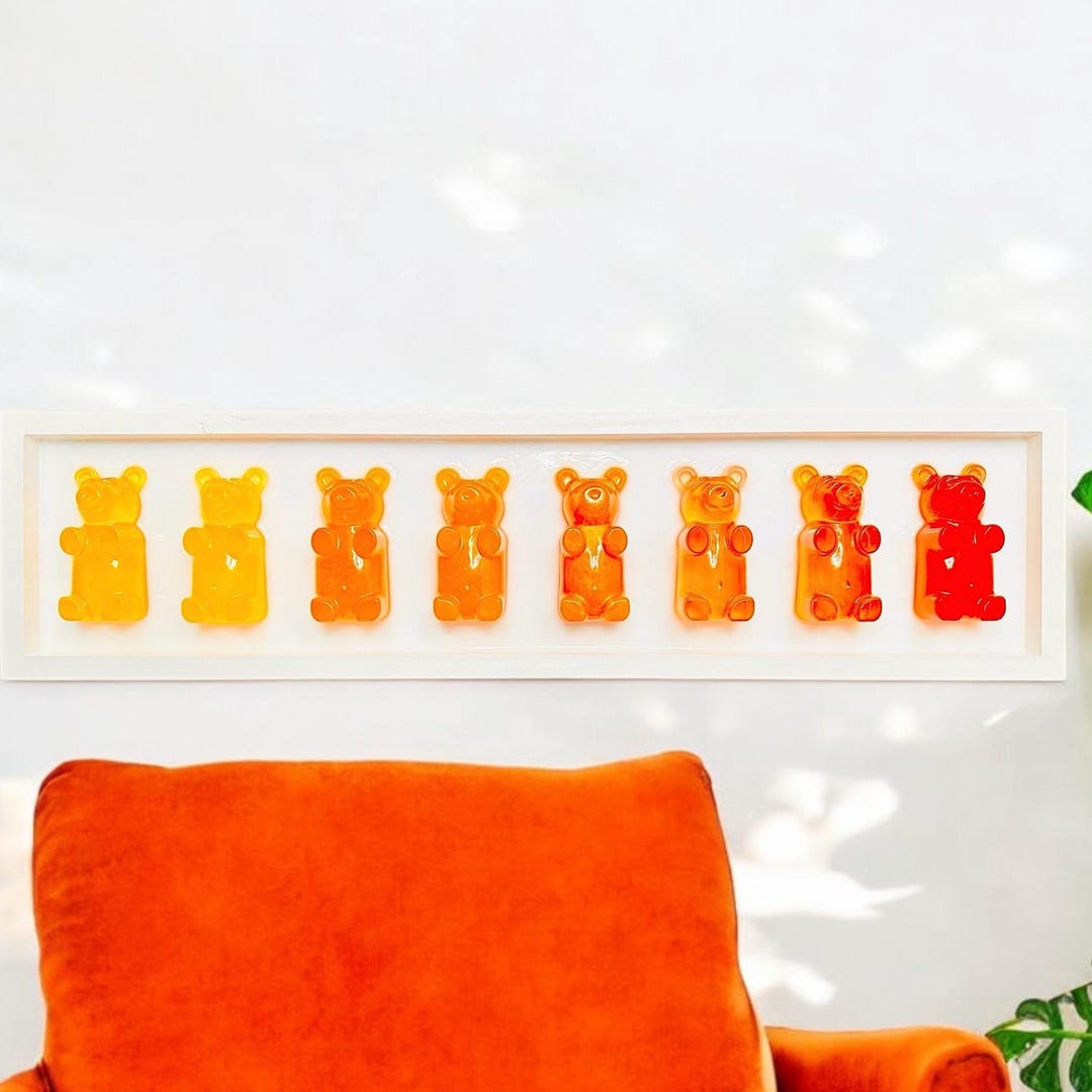 GUMMY BEAR 23" LARGE Neon Orange Resin 3d Pop Food Art ~ One of a Kind ~ Candy Gummy Bears ...