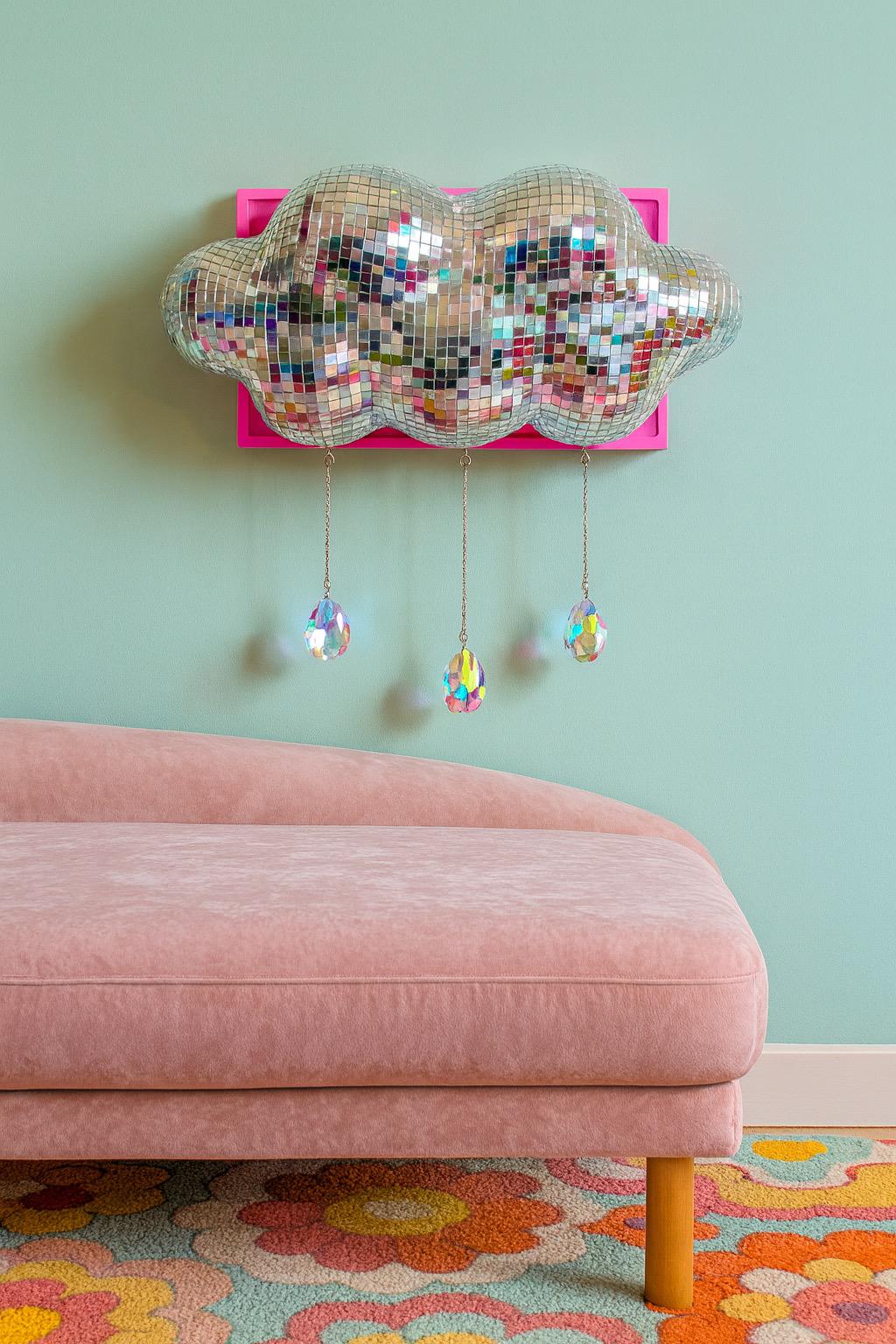 RAIN CLOUD Disco Ball Iridescent Crystals 3d Resin Wall Art Sculpture ...