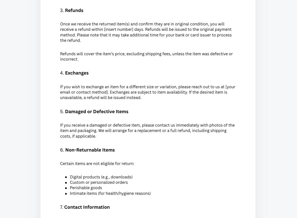 Customizable Return Policy Template | Professional & Easy to Use ...