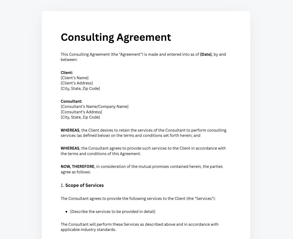 Consulting Contract Template Consulting Agreement Template