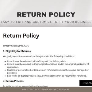 Customizable Return Policy Template | Professional & Easy to Use ...