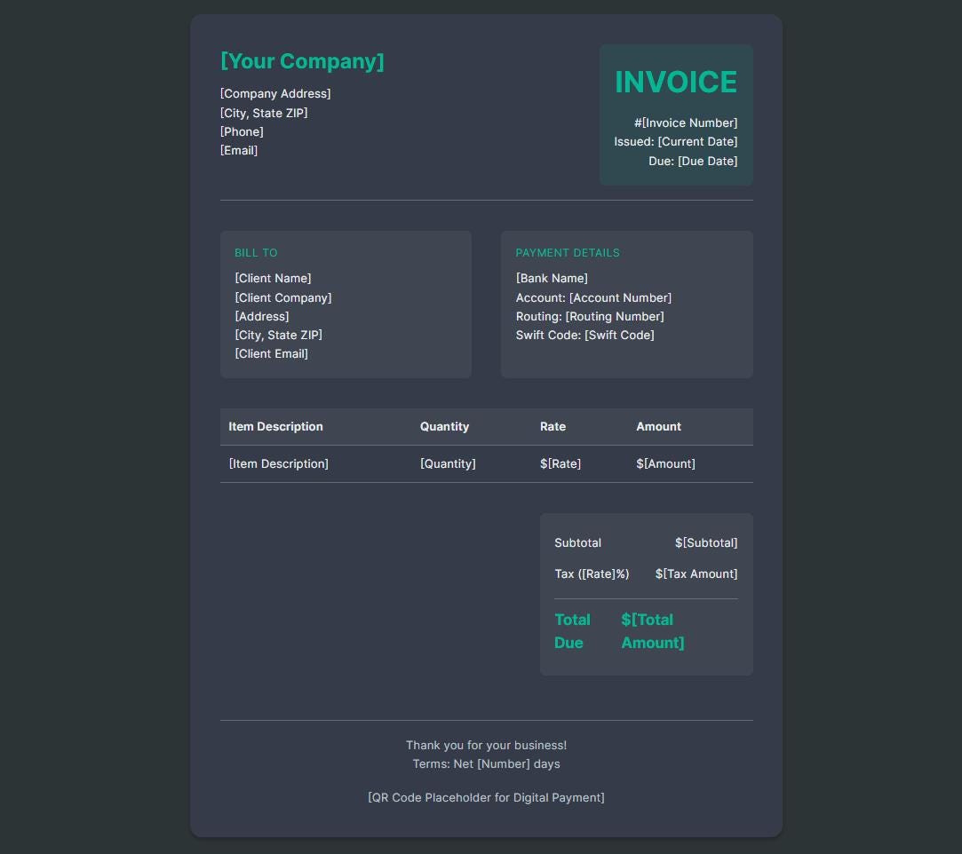 Customizable HTML Invoice Template Bundle – Modern Invoice Template ...