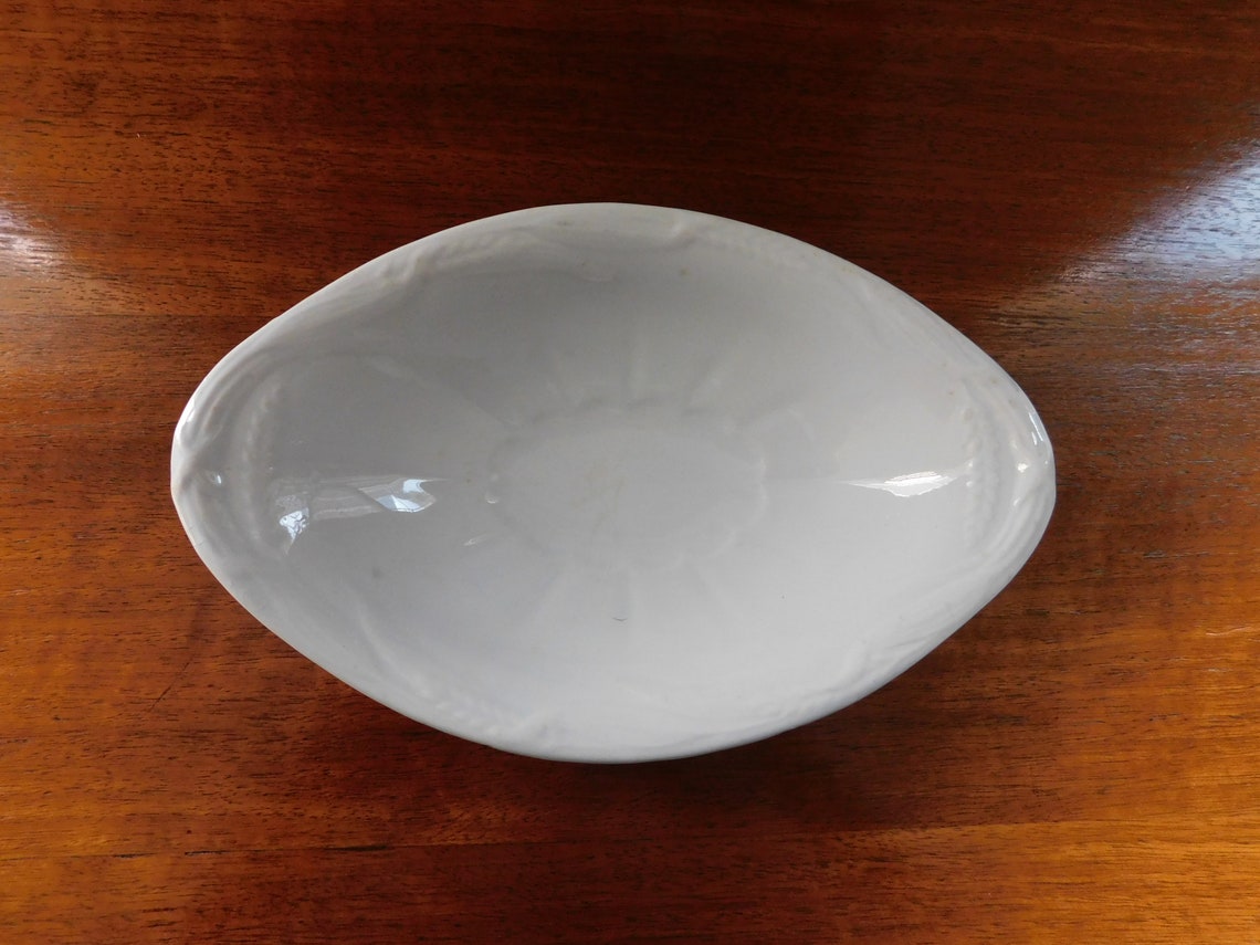 Antique White Ironstone Relish Dish, Wheat Shape by J & G Meakin, Circa ...