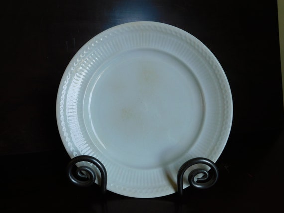 Antique White Ironstone Dinner Plate Ribbed Chain Shape | Etsy