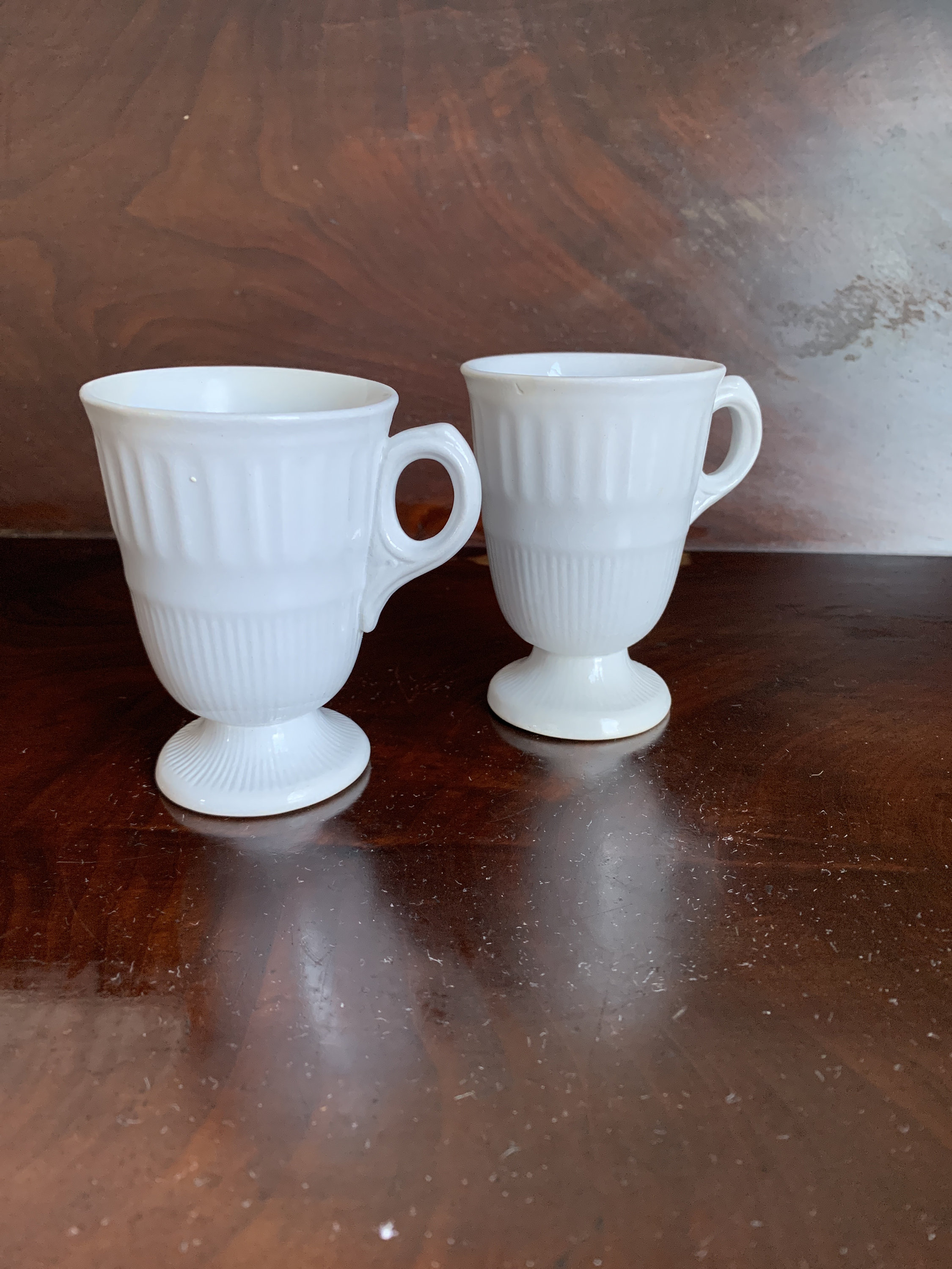 2 Antique White Ironstone Syllabub Cups, Ribbed Berry Shape, Circa 1860 ...