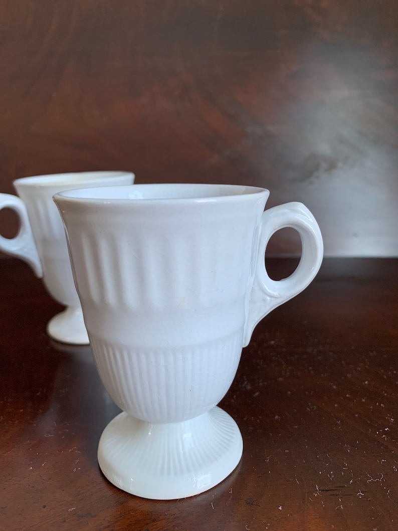 2 Antique White Ironstone Syllabub Cups, Ribbed Berry Shape, Circa 1860 ...