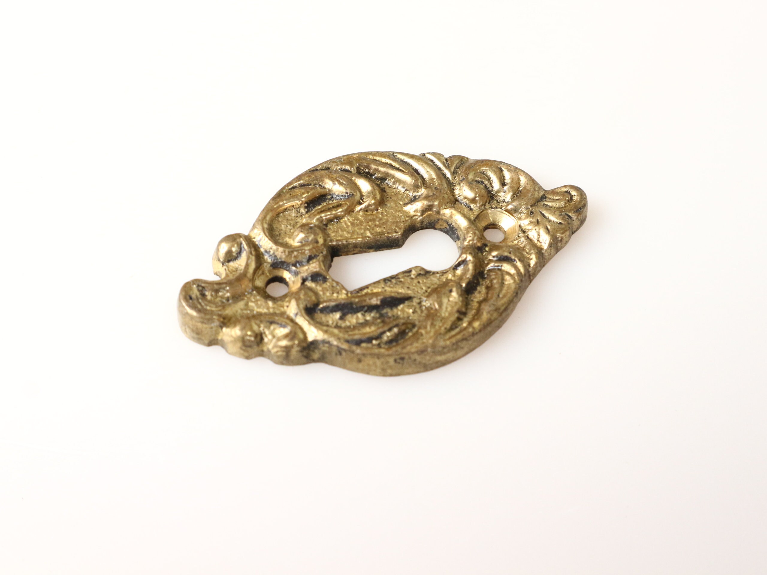 One Antique Ornate Brass Keyhole Cover, Plate. Ornamental Escutcheon ...