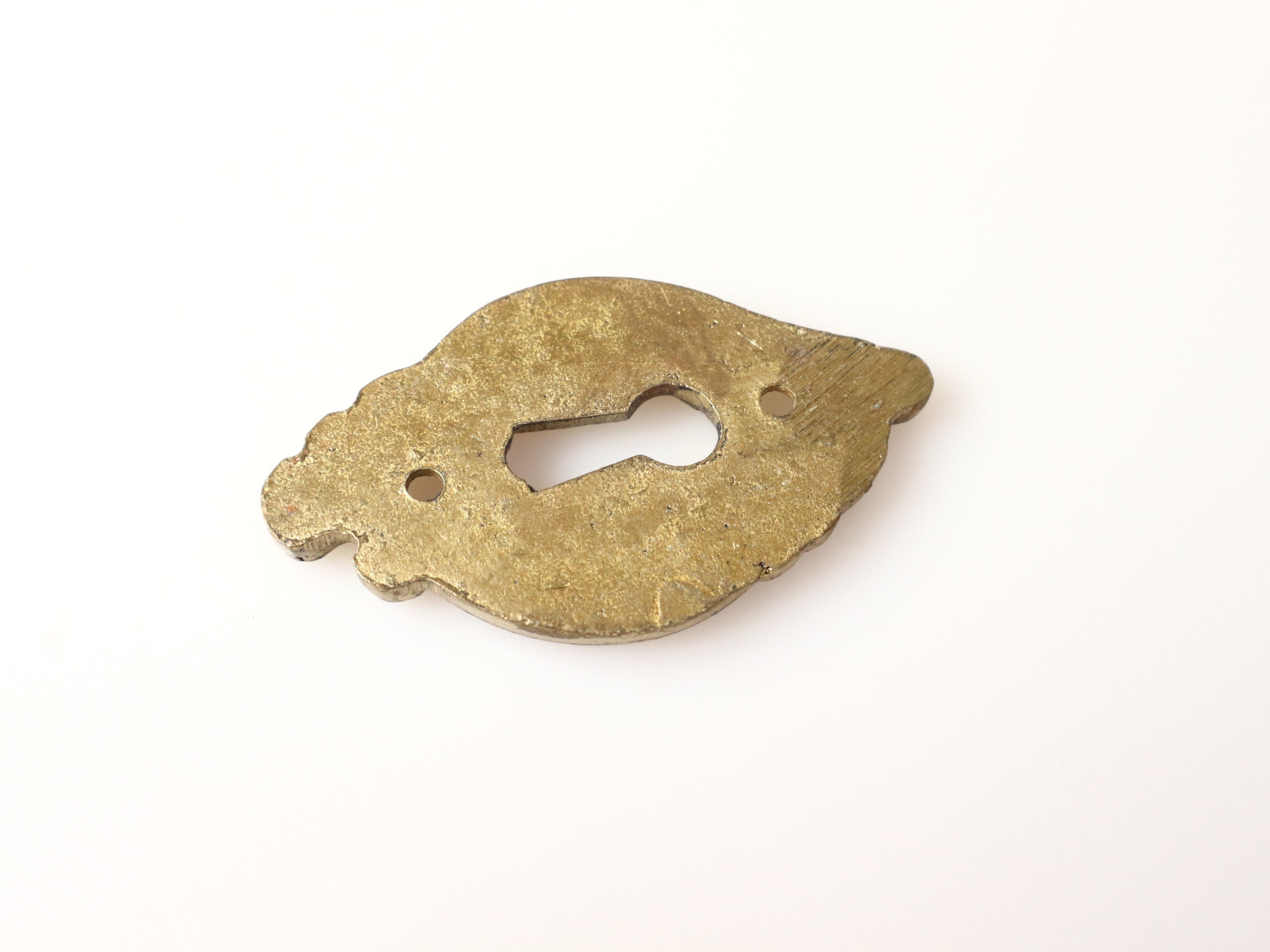 One Antique Ornate Brass Keyhole Cover, Plate. Ornamental Escutcheon ...