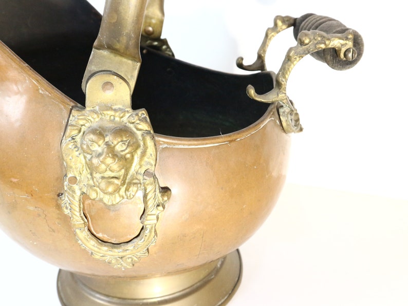 Antique Copper Coal Scuttle Flower Planter Wooden Handles - Etsy